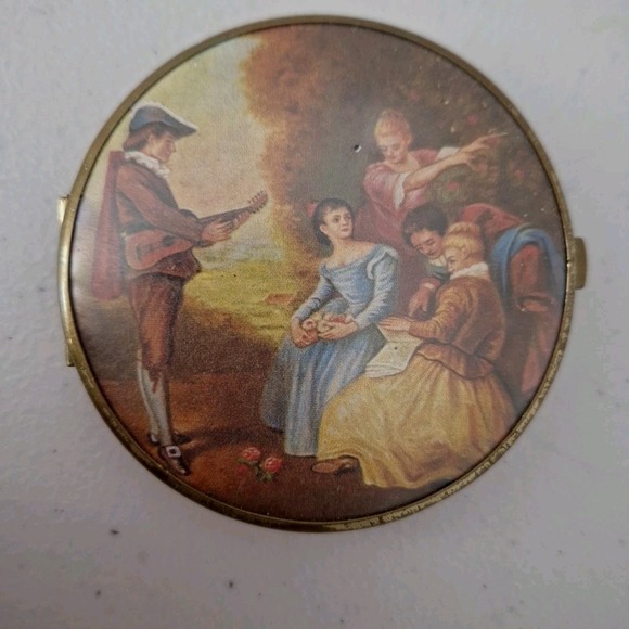 Accessories | Vintage Compact Makeup Mirror Doublesided Victorian Scene ...